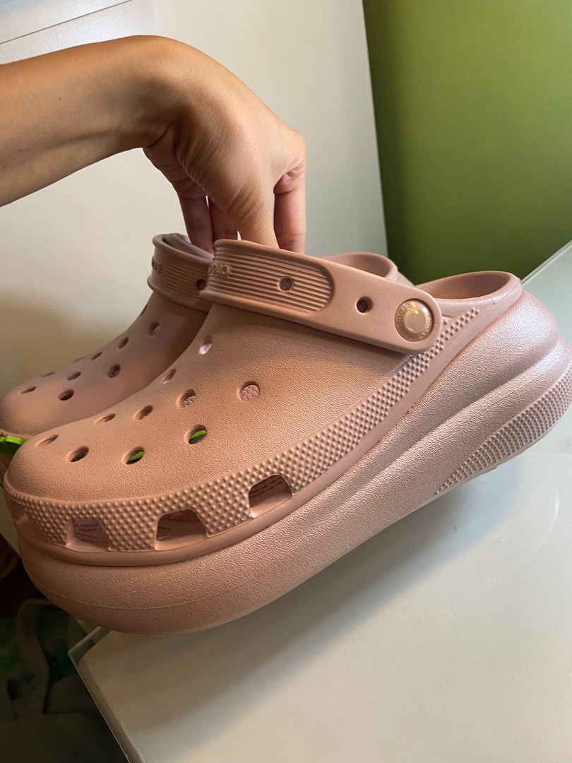 Authentic Crocs Classic Crush Shimmer Clog Pink (W6), Women's Fashion ...