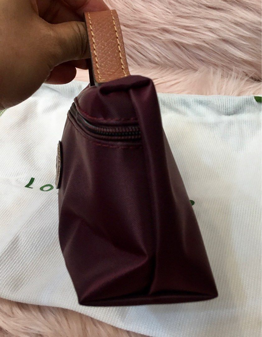Authentic Longchamp Maroon Travel Pouch, Women's Fashion, Bags ...