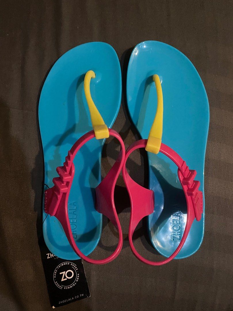 Authentic Zhoelala Tricolor Sandals, Women's Fashion, Footwear, Flats ...