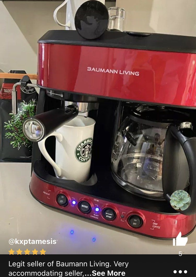 BAUMANN-2-in-1 Espresso & Drip Coffee Machine with Milk Frother, TV ...