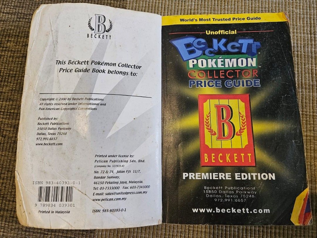 Beckett Pokemon Collector Price Guide Premiere Edition, Hobbies & Toys ...