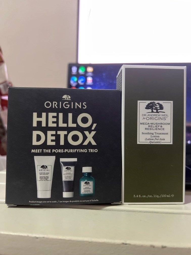 Brand new Origins Detox box + Mega mushroom soothing lotion 100ml ...