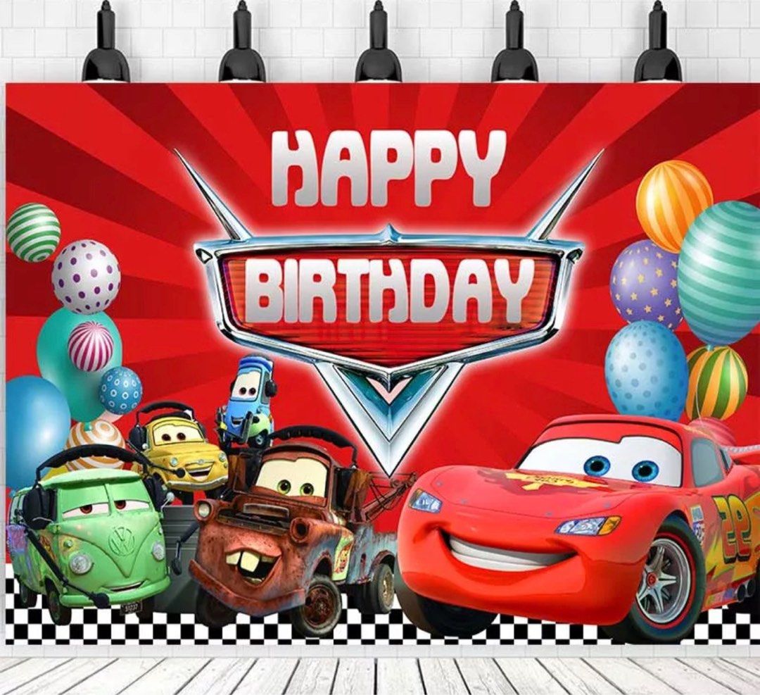 Cars Disney Pixar Party Backdrop, Hobbies & Toys, Stationery & Craft ...