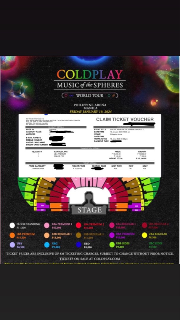 COLDPLAY DAY 1 UBA PREMIUM JAN 19(SLIGHTLY LOWER THAN SRP) MEET UP AND ...