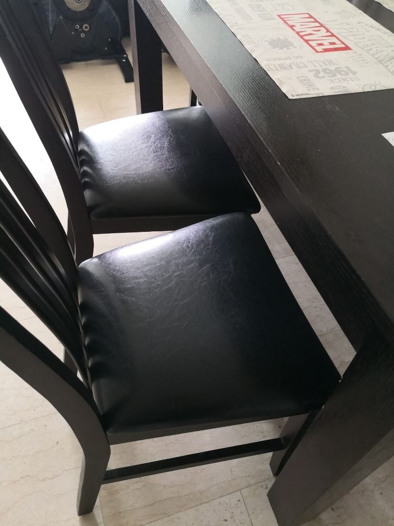 Dining Table 4 Pax with Chairs Solid Wood. Table Dimension: 130*78*75cm ...