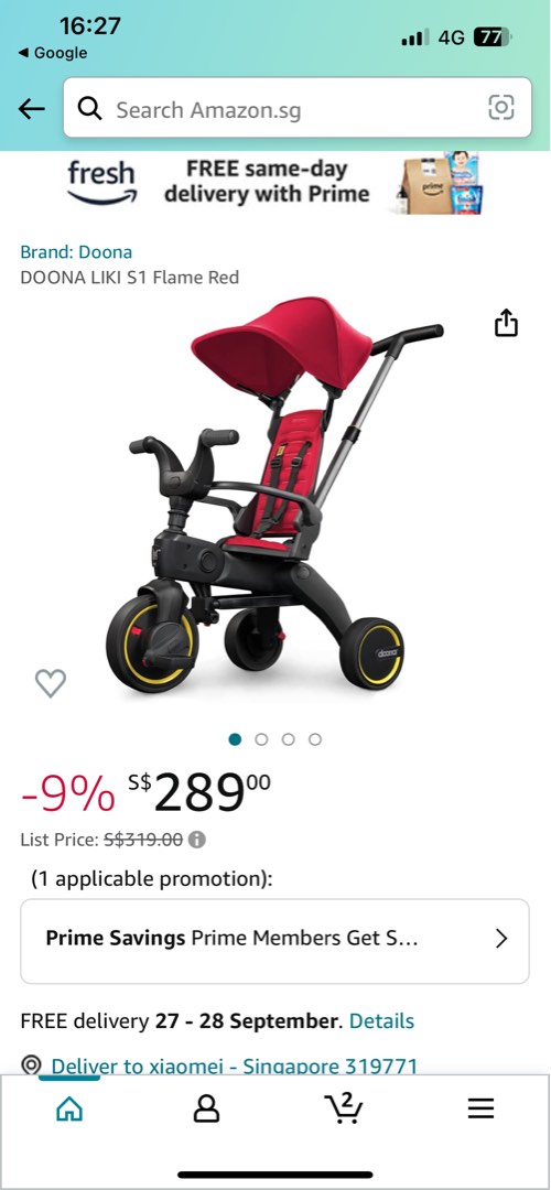 DOONA LIKI S1 Flame Red trike, Babies & Kids, Going Out, Strollers on ...