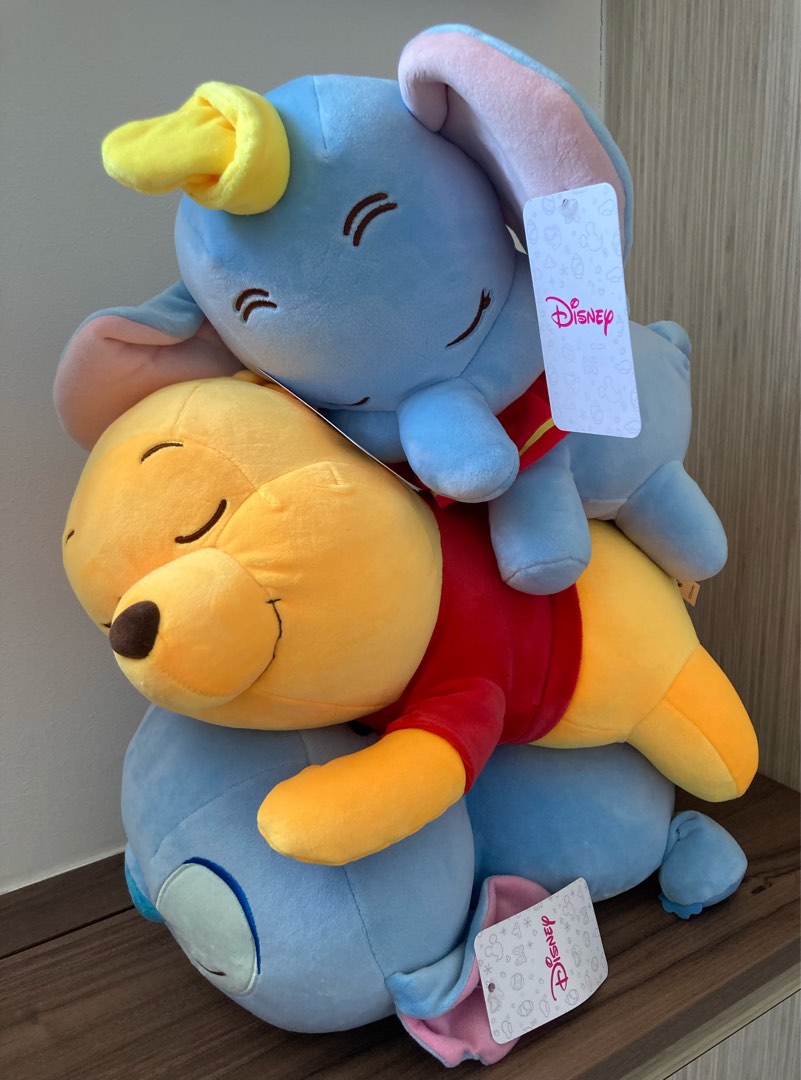 Disney Dream Laying Dumbo Winnie Pooh Stitch 12” Plush Soft Toy ...