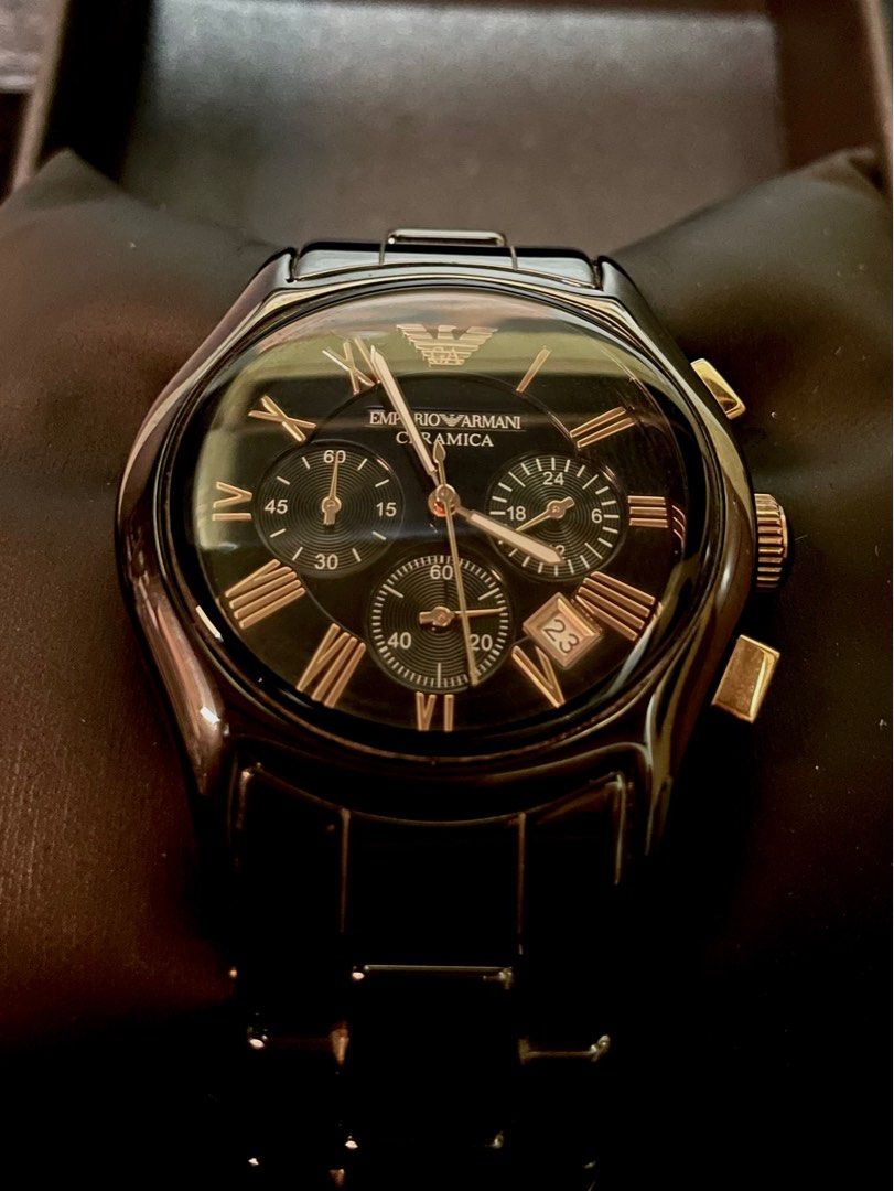 Emporio Armani Ceramica Cronograph Watch AR1410, Barang Mewah, Jam ...