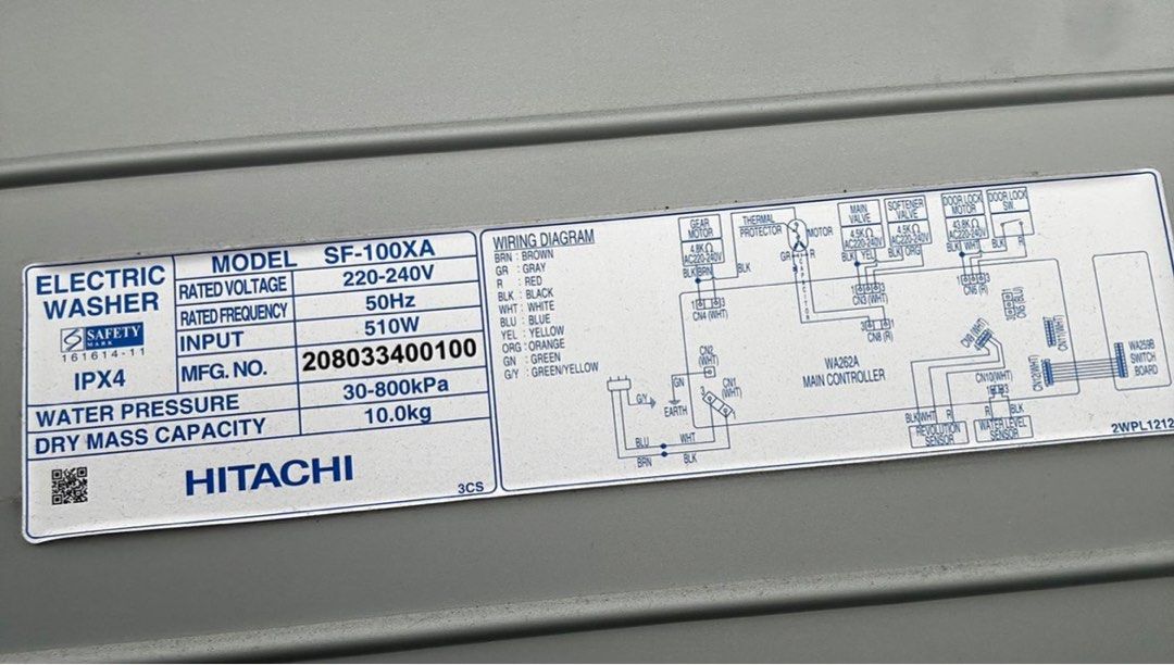 Hitachi Top load 10kg washing machine, TV & Home Appliances, Washing ...