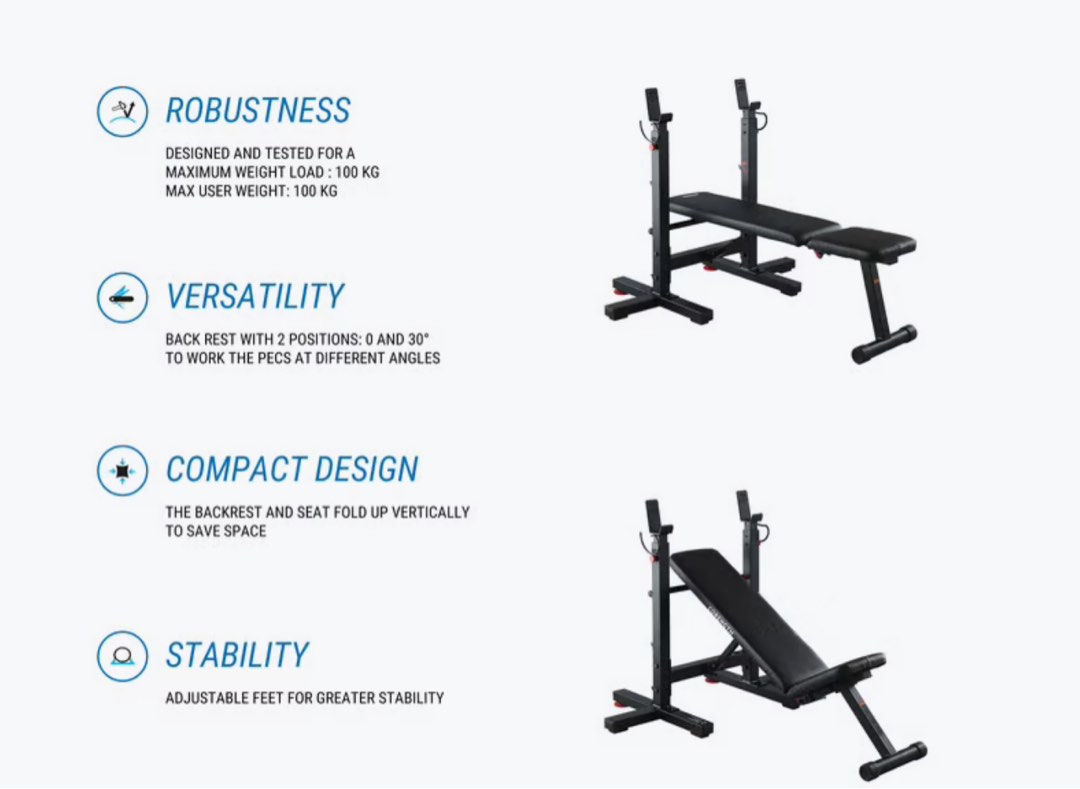 Home gym foldable bench and weight set, Sports Equipment, Exercise ...