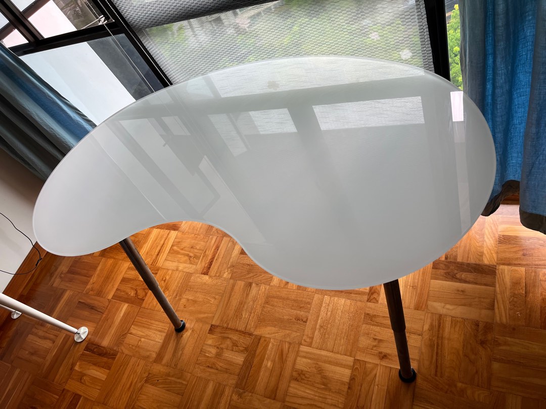IKEA Glass Peanut-shaped Study Table, Furniture & Home Living ...