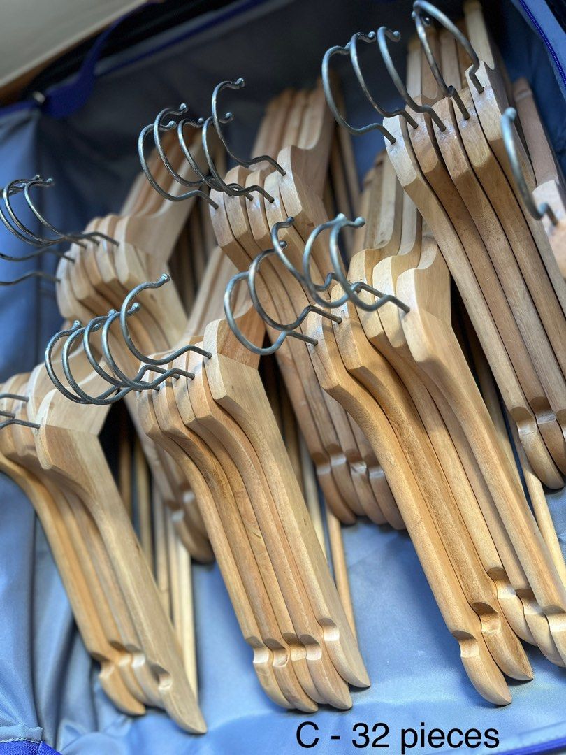 IKEA wooden hangers (white & natural colour), Furniture & Home Living ...