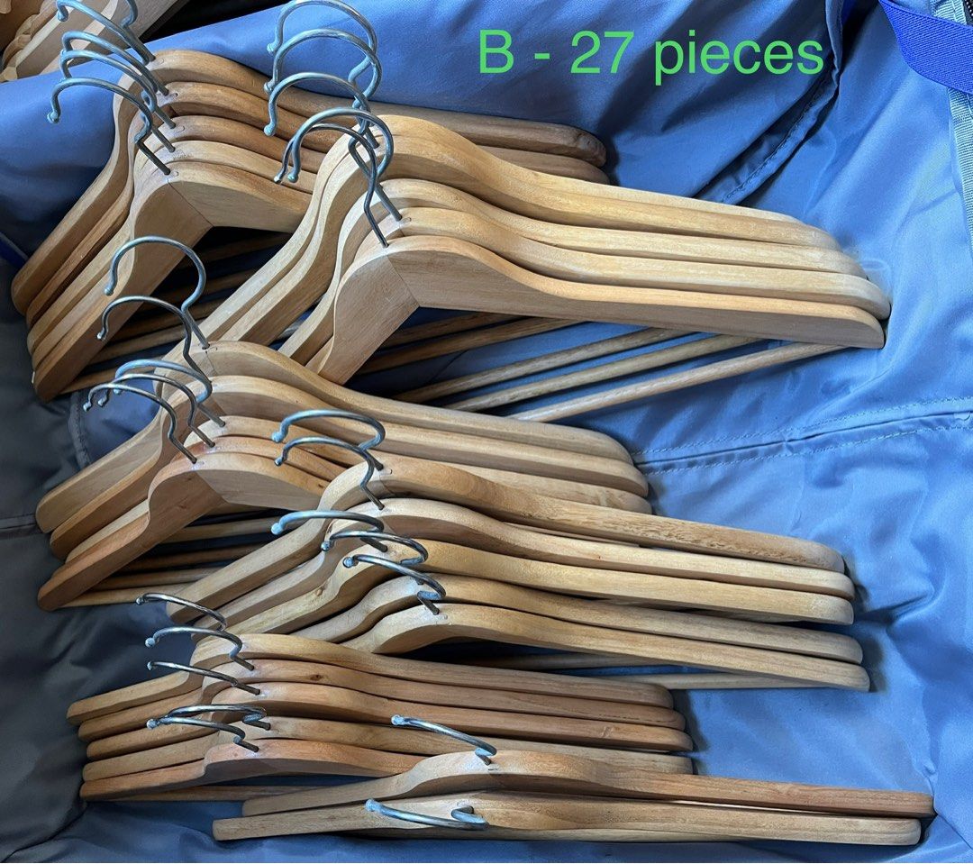 IKEA wooden hangers (white & natural colour), Furniture & Home Living ...
