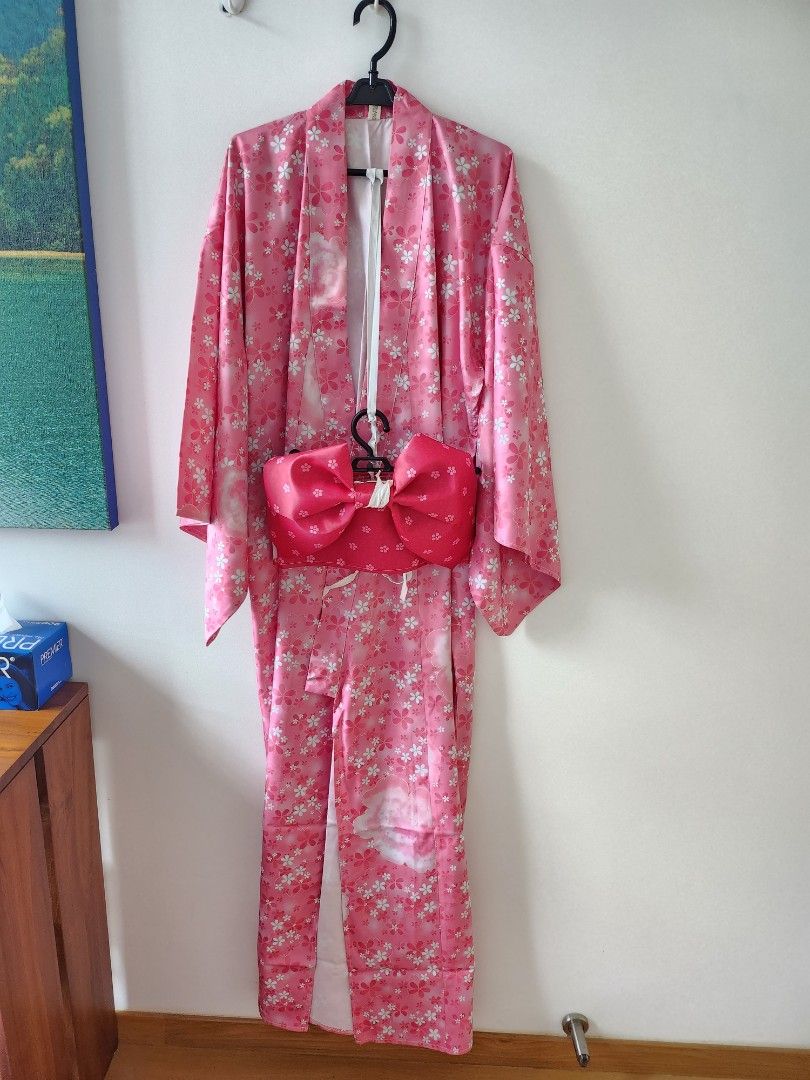 Japanese Yukata with matching Obi and bow set, Women's Fashion, Dresses ...