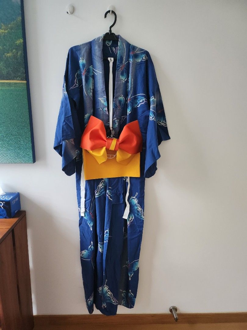 Japanese Yukata with matching Obi and bow set, Women's Fashion, Dresses ...