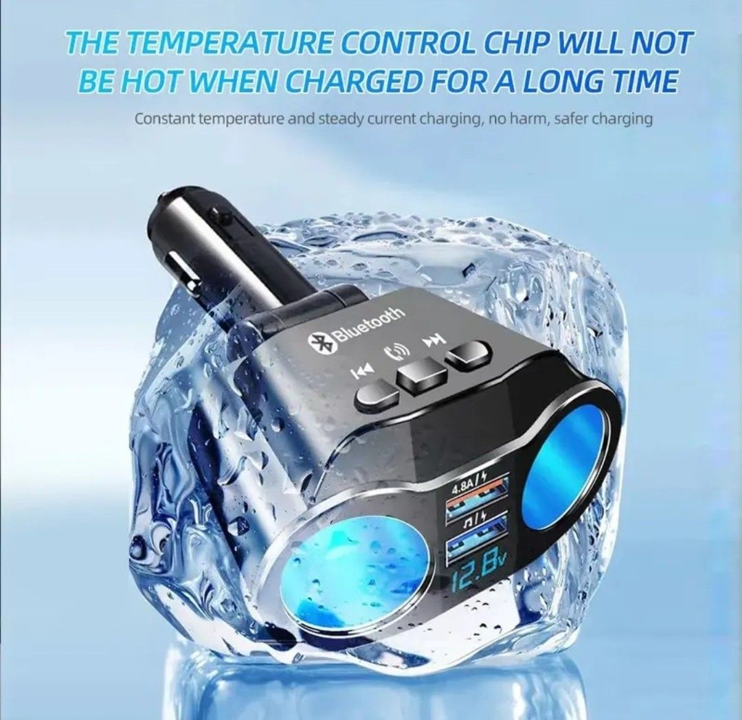 LED Display Dual USB Car Charger Cigarette Lighter Bluetooth Adapter ...