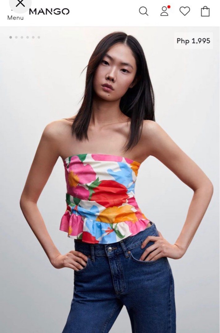 Mango Floral Tube Top, Women's Fashion, Tops, Others Tops on Carousell