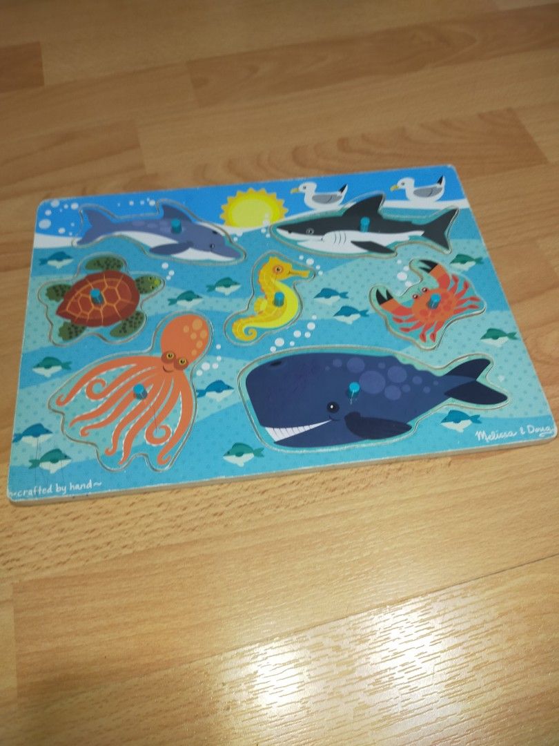 Melissa & Doug Sea Creatures Peg Puzzle, Hobbies & Toys, Toys & Games ...