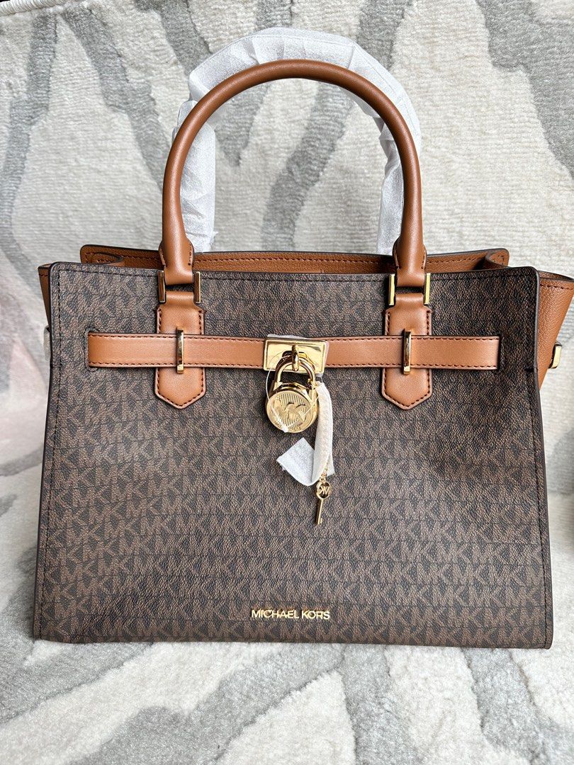 Michael Kors Hamilton Medium Logo Satchel, Luxury, Bags & Wallets on Carousell