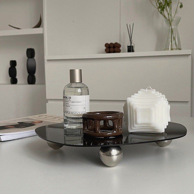 Mirrored and Black Display Platform Tray Set, Furniture & Home Living ...