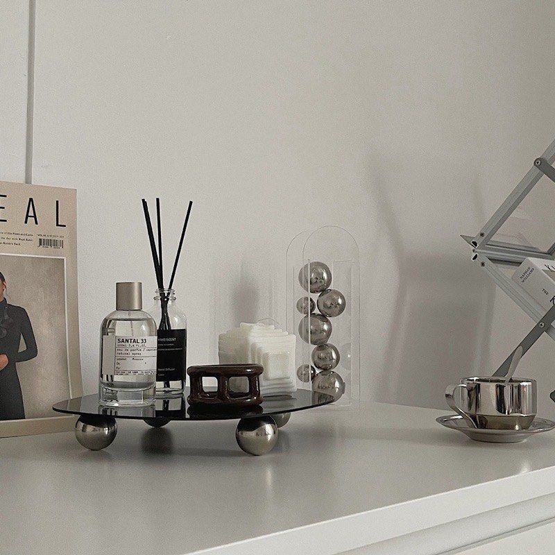 Mirrored and Black Display Platform Tray Set, Furniture & Home Living ...