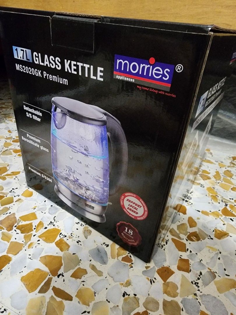 Morries 1.7L Glass Kettle, TV & Home Appliances, Kitchen Appliances ...