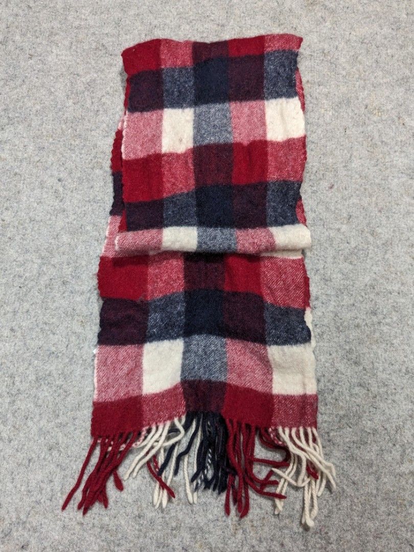 MUJI USA Japan Check Wool Scarf Muffler Scarves Size 30x180cm, Women's ...