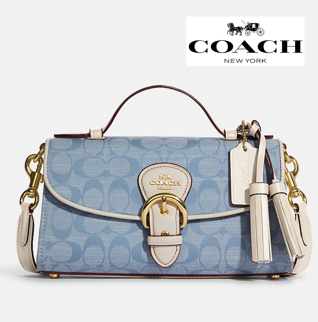 New Coach Original Kleo Top Handle In Signature Chambray Blue White ...