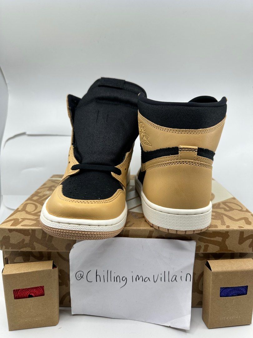 Nike Air Jordan 1 Retro High Cut Top OG Heirloom AJ1 Yellow Black Gold ...