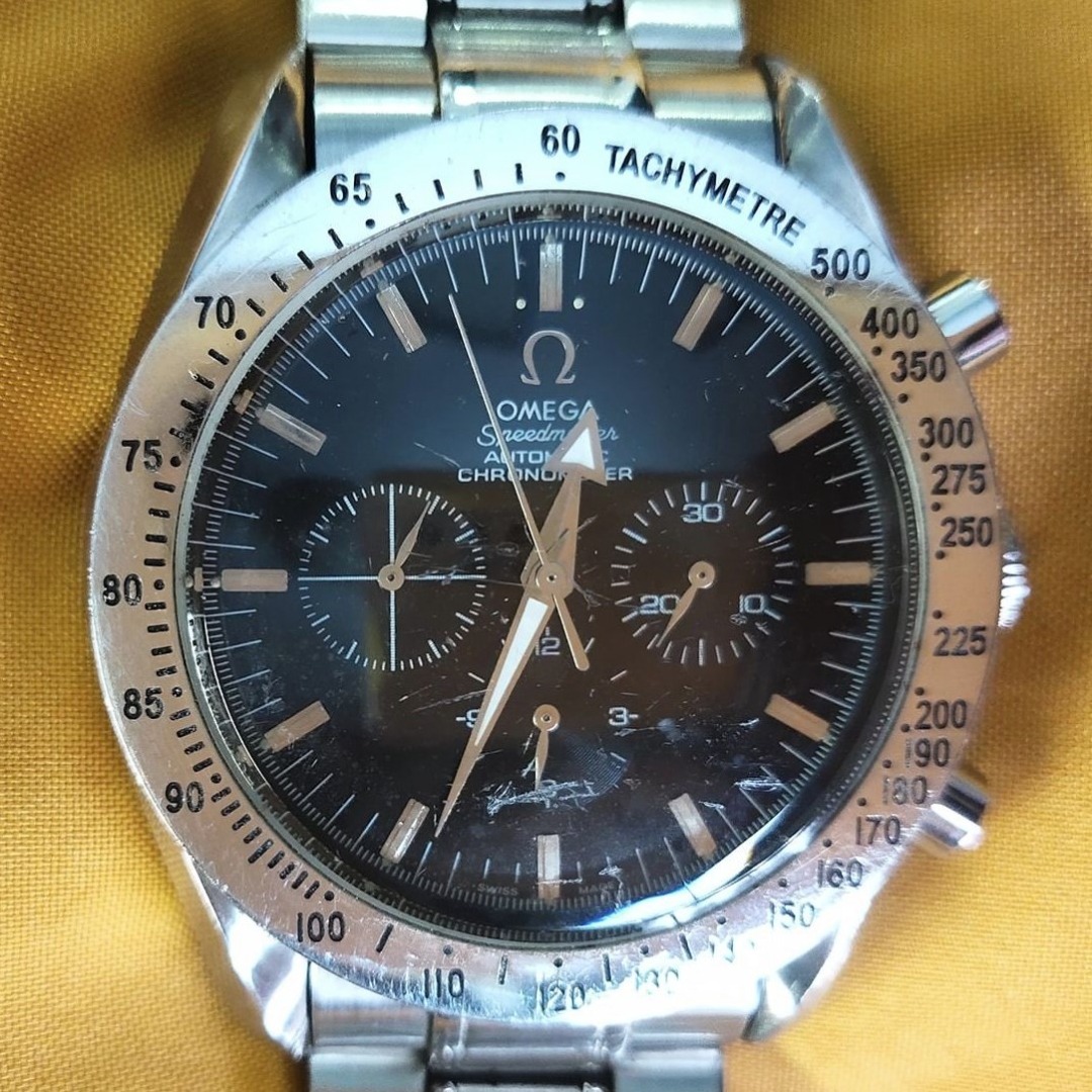 Omega Speedmaster Chronograph Black Face Stainless Steel Men's Wrist ...