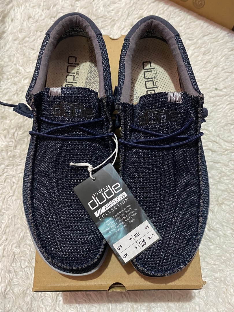 ORIGINAL HEY DUDE WALLY FREE NAVY GREY 43 men, Men's Fashion, Footwear ...