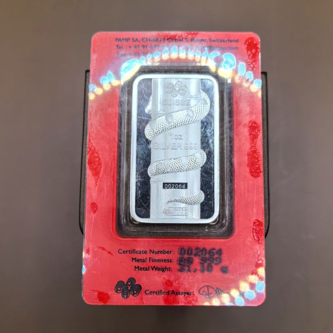 Pamp Suisse Lunar Snake 999 Silver Bar with Cert (1 pc), Men's Fashion ...