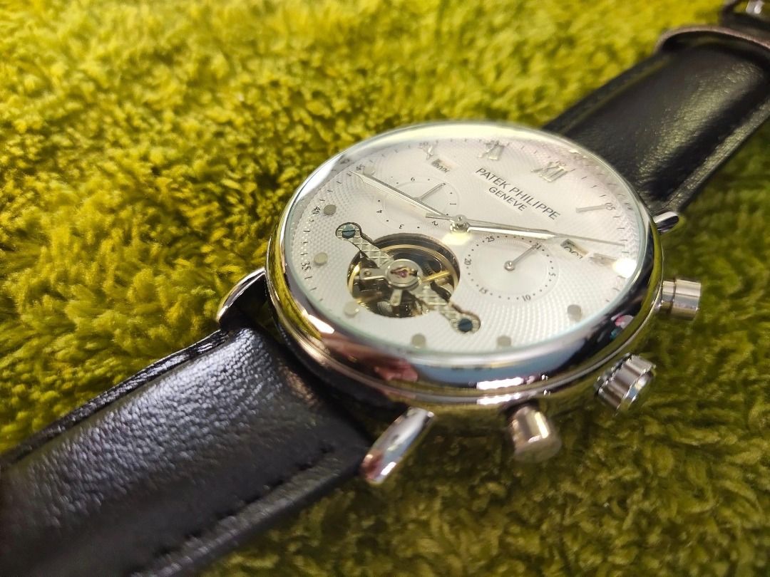 Patek Philippe Automatic White Face Balance Wheel Exhibition Front Back ...