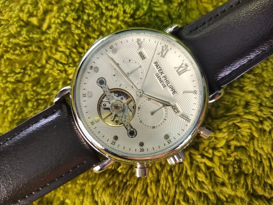 Patek Philippe Automatic White Face Balance Wheel Exhibition Front Back ...