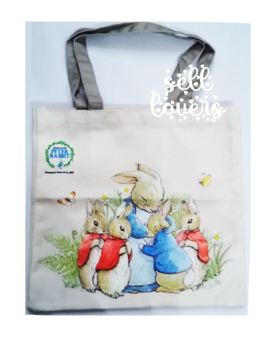 日本Peter Rabbit手提袋tote bags環保袋 布袋(32cm x 34cm), 女裝, 手袋及銀包, Tote Bags ...