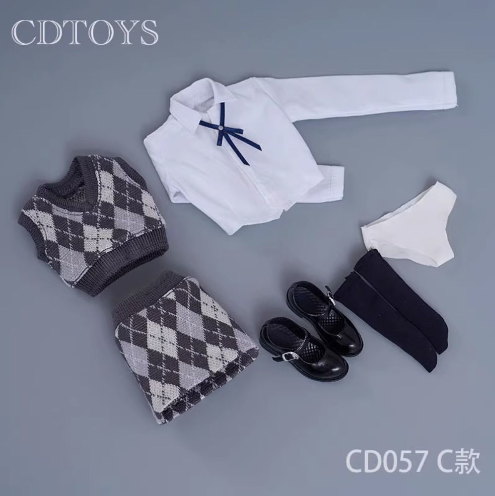 [PO] CDToys CD057 Diamond Plaid Knitted Vest Hip-Covering Skirt 1/6 ...