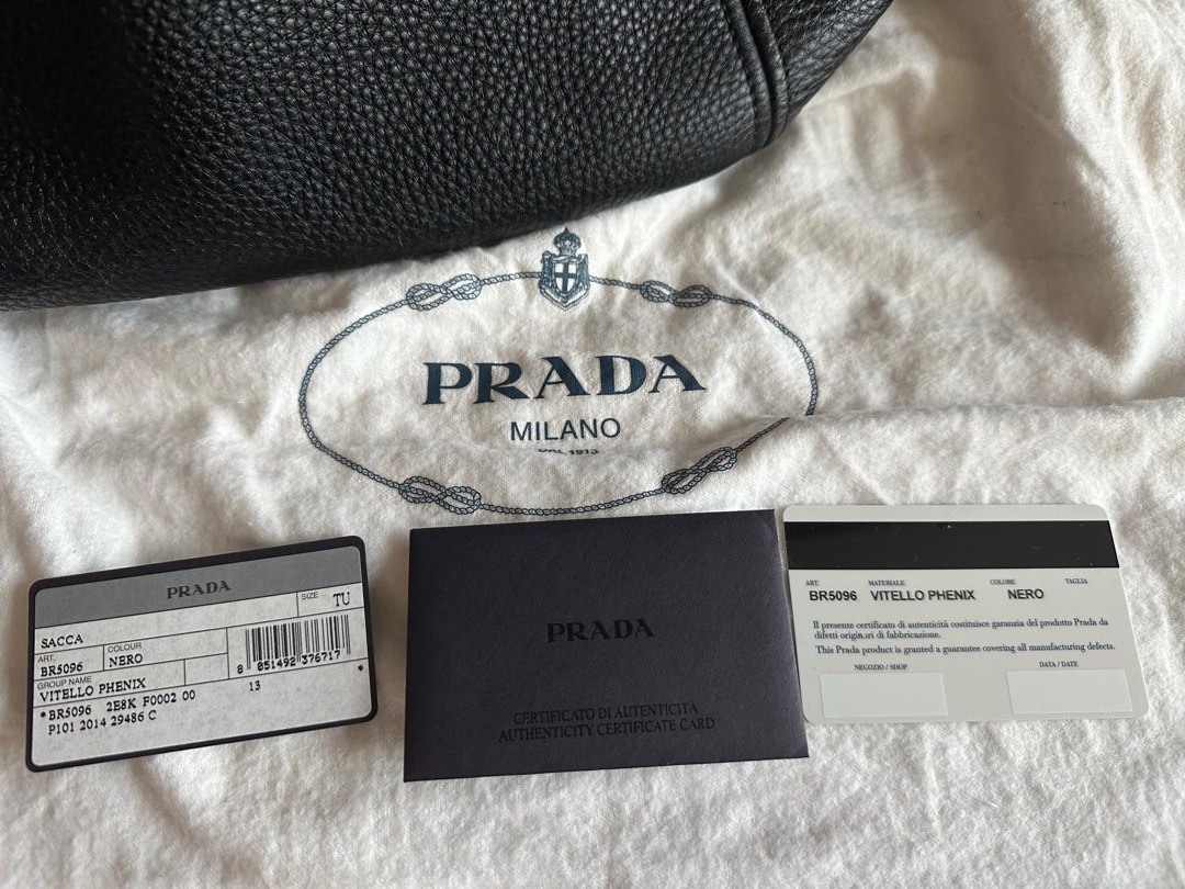 Prada BR5096 Vitello Phoenix Leather Hobo Bag, Luxury, Bags & Wallets on Carousell