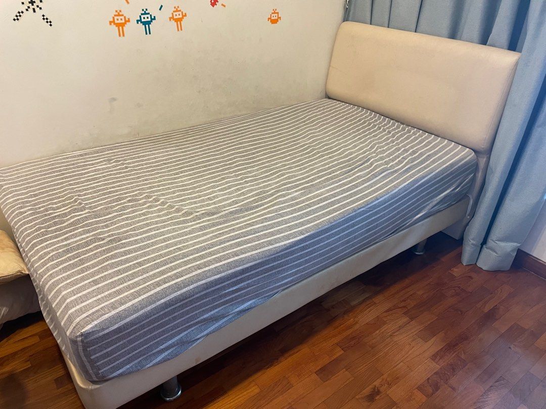 Pre-loved super single bed frame only, Furniture & Home Living ...