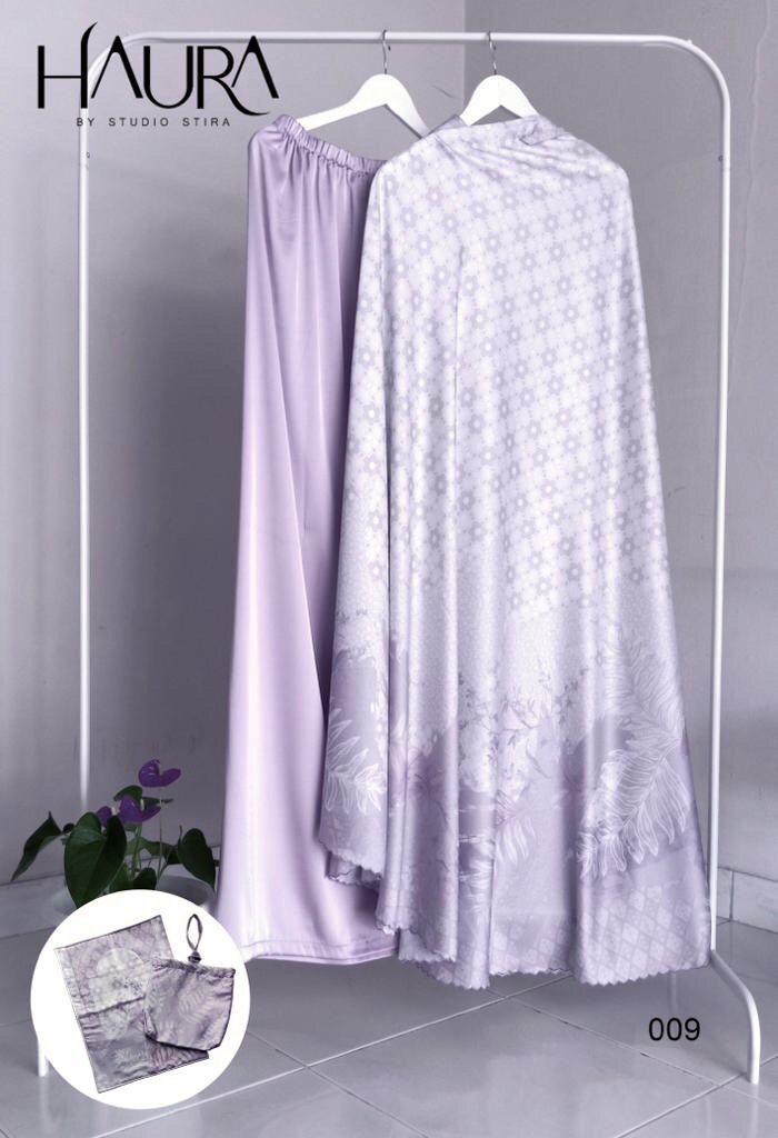 Premium Satin Telekung Set in baby violet (with mini prayer mat and bag ...