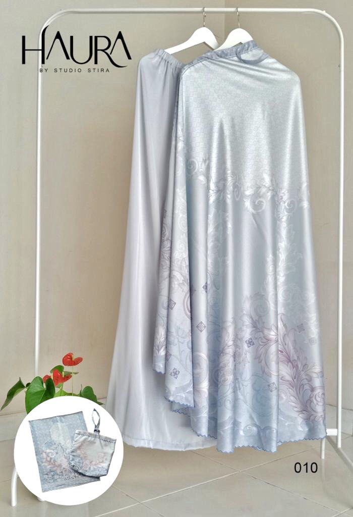 Premium Satin Telekung Set in baby blue (with mini prayer mat and bag ...