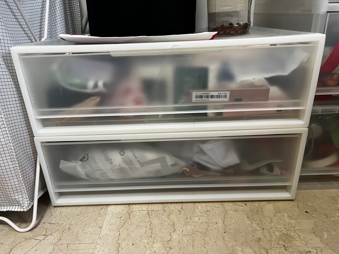 Pull-out storage unit, transparent white,, Furniture & Home Living ...