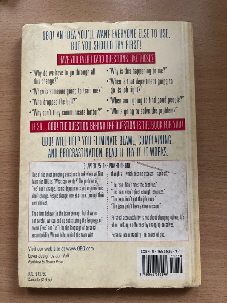 QBQ! The Question Behind the Question (John G. Miller), Hobbies & Toys ...