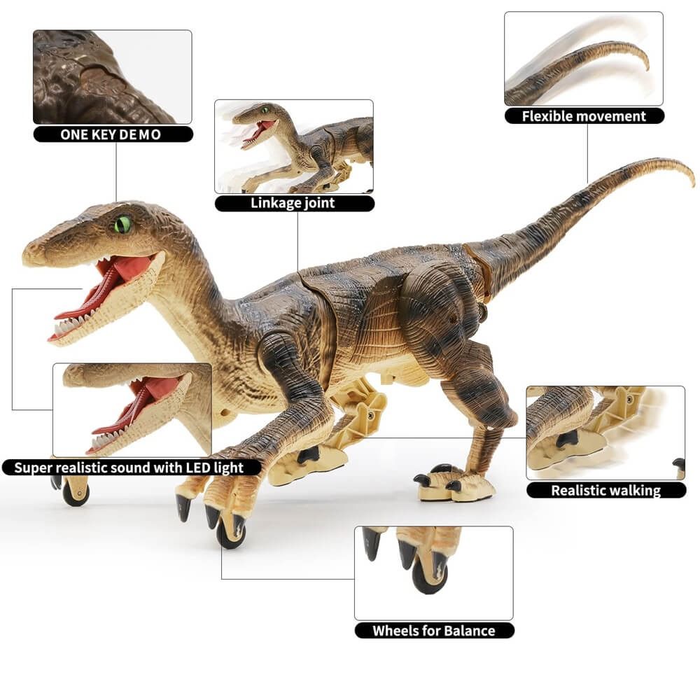 Remote Control Dinosaur Toys Kids RC Electric Walking Jurassic Dinosaur Simulation Velociraptor ...
