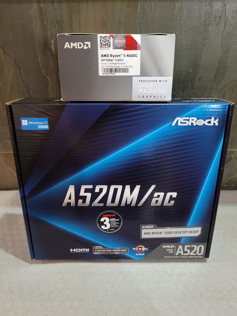 Ryzen 5 4600G + ASRock A520M/AC Motherboard - CPU + Mobo AM4 Bundle ...