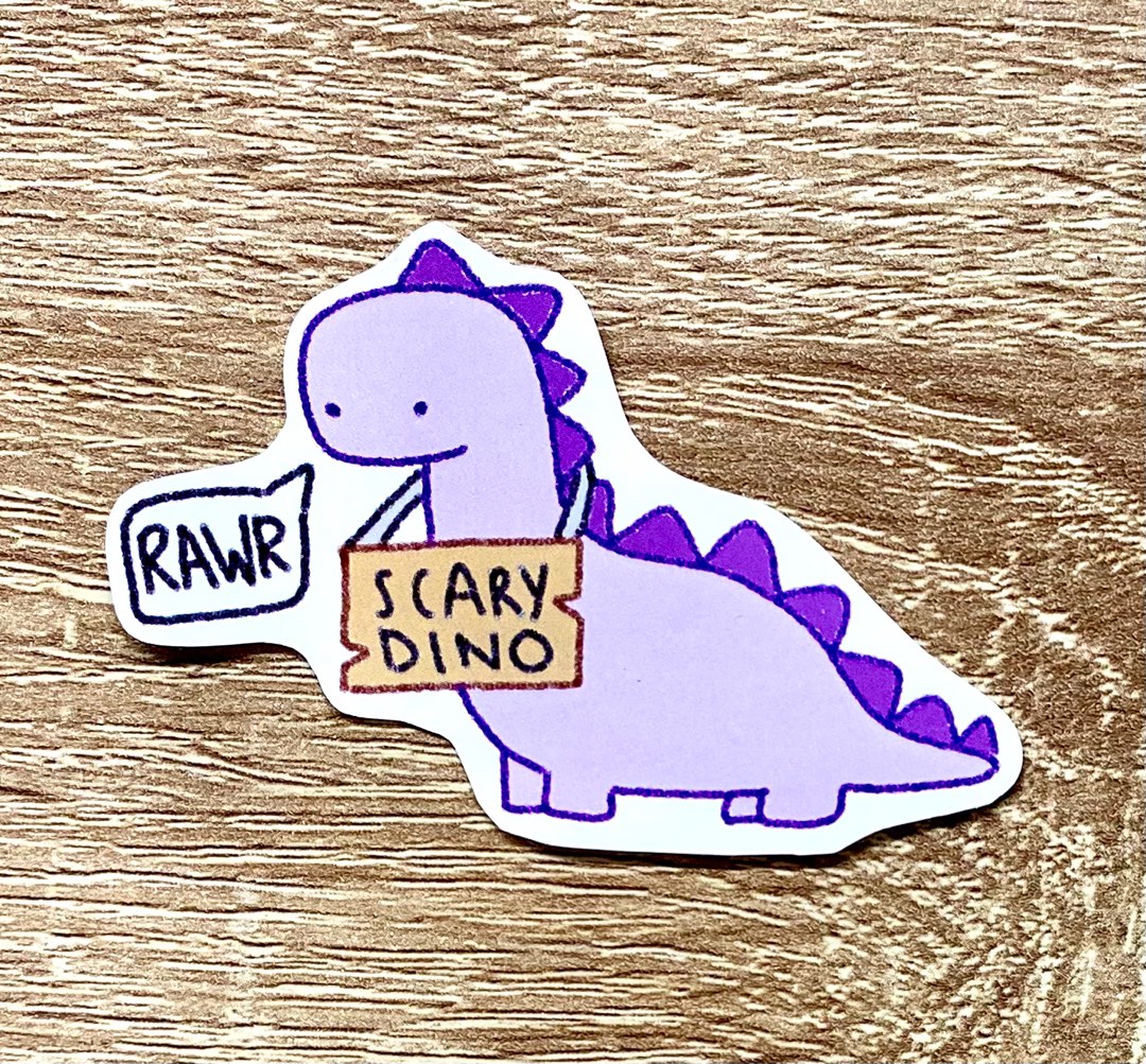 Scary Dino Sticker, Hobbies & Toys, Stationery & Craft, Handmade Craft ...