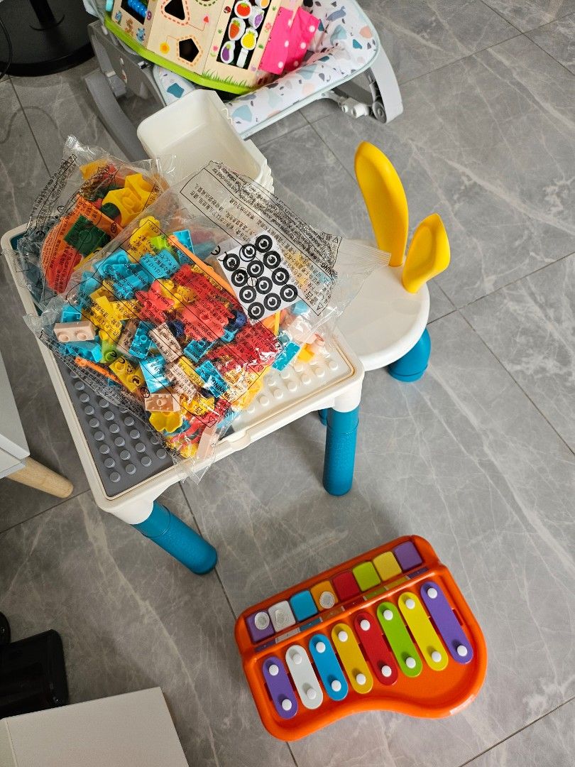 SG STOCK Kids Toys Storage Block Table Kids Lego Table Set Multi ...