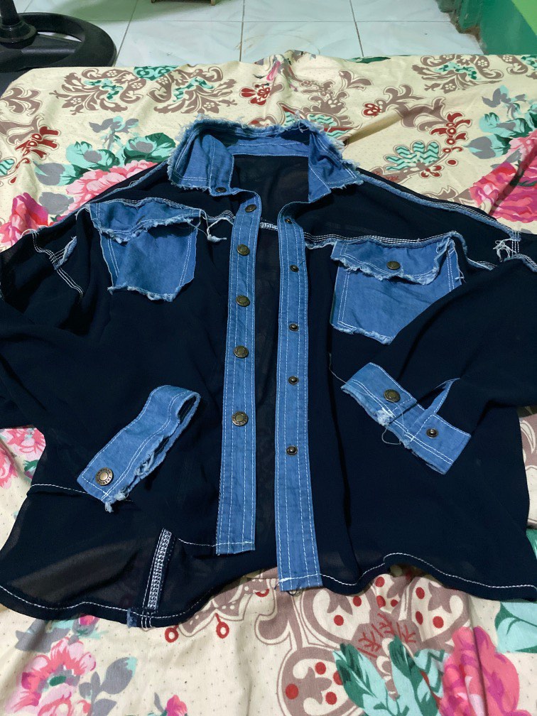 Sheer denim black jacket, Women's Fashion, Coats, Jackets and Outerwear ...