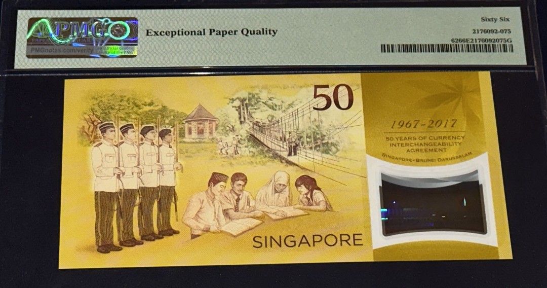 Singapore $50 Commemorative AMBD & MAS 50th anniversary Last Prefix ...