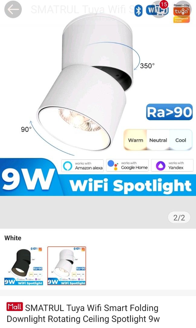 Smart ceiling spot light Tuya, Furniture & Home Living, Lighting & Fans ...