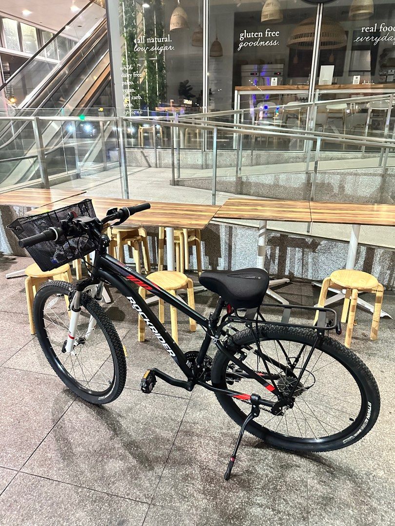 Sports Trail Bicycle Rockrider ST100 With Basket, Back Seat, Pump ...